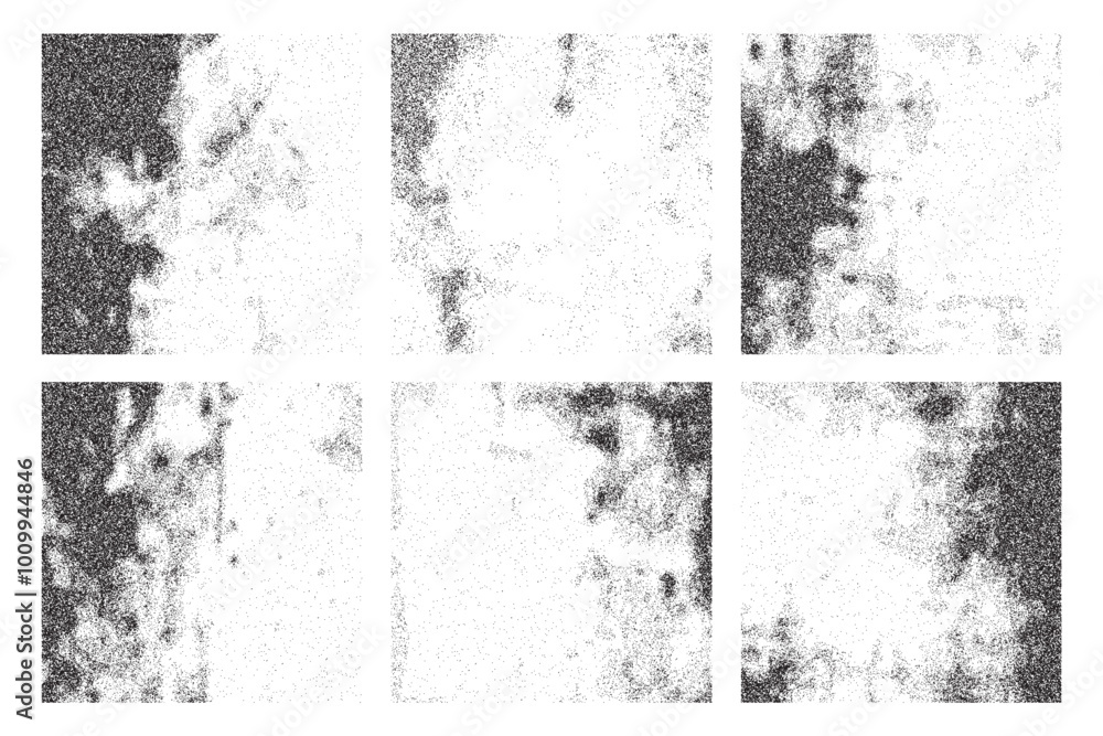 Square halftone stipple textures for social media design. Pop art style ...