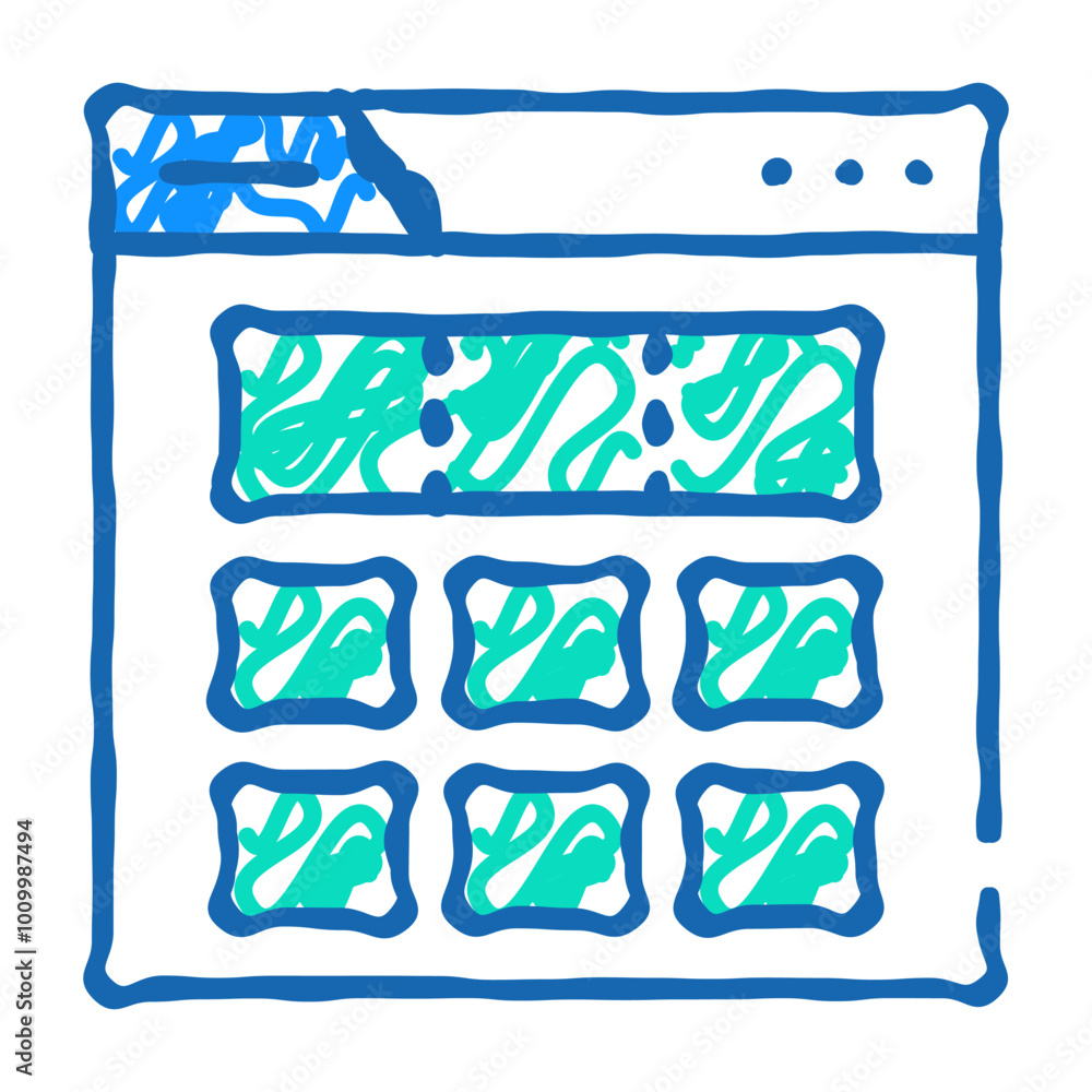 grid system ux ui design doodle icon sketch vector. grid system ux ui design sign. isolated ...