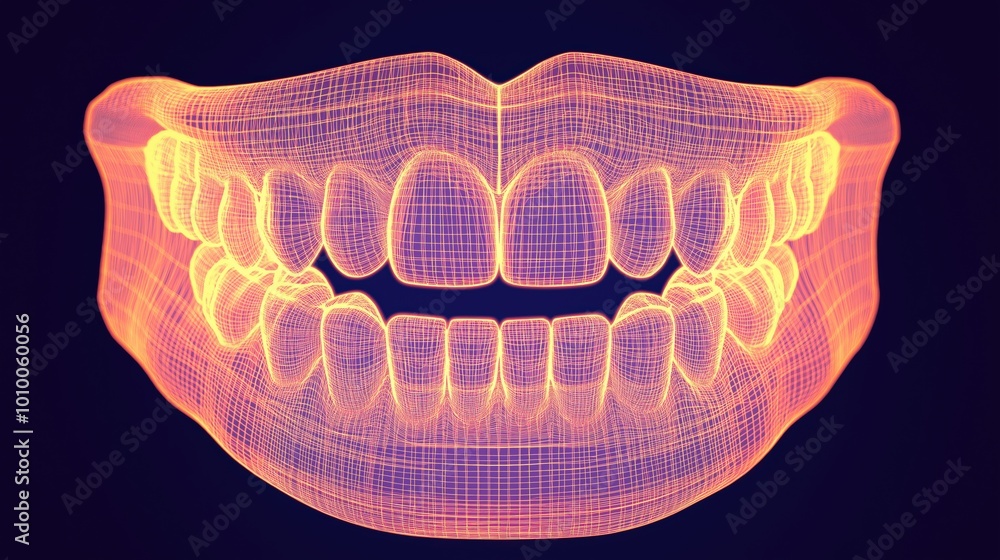 3d wireframe of dental structure for digital analysis and design in ...