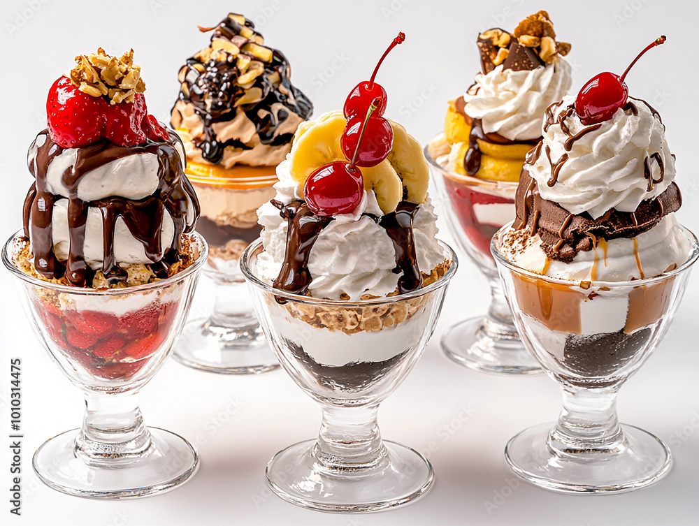 Collection of Sundae sundaes milkshake ice cream frozen dessert in ...