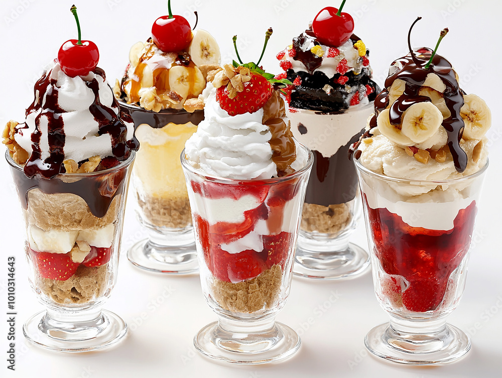 Collection of Sundae sundaes milkshake ice cream frozen dessert in ...