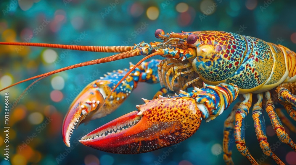 Lobster intricately detailed against a vibrant background showcasing ...