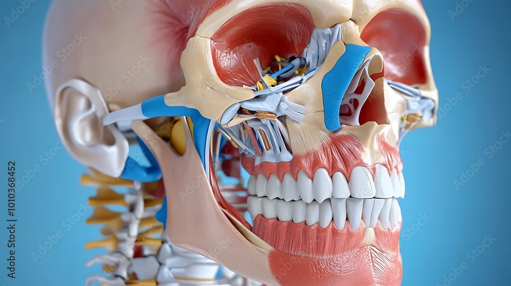 Human Skull Anatomy with Muscles and Teeth Stock Illustration | Adobe Stock