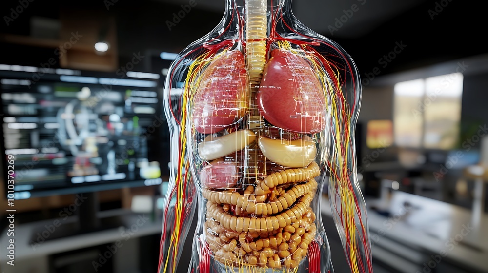 ภาพประกอบสต็อก Human Anatomy Model with Internal Organs Digestive ...