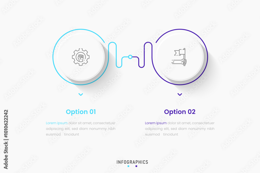 Vector Infographic label design template with icons and 2 options or ...