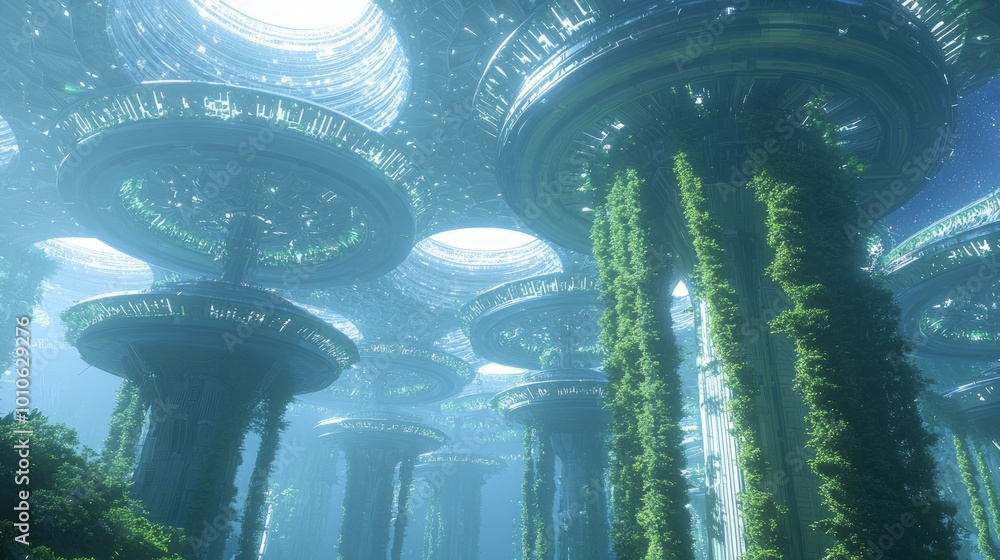 Futuristic Alien Cityscape: Hyperrealistic 3D Rendering of an Advanced ...