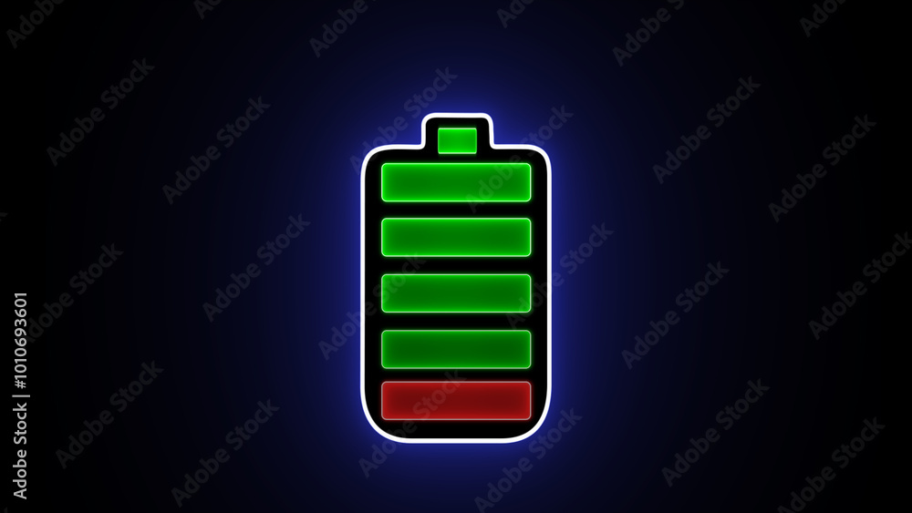 Fast-charging blue neon battery. High electric energy is being used to ...