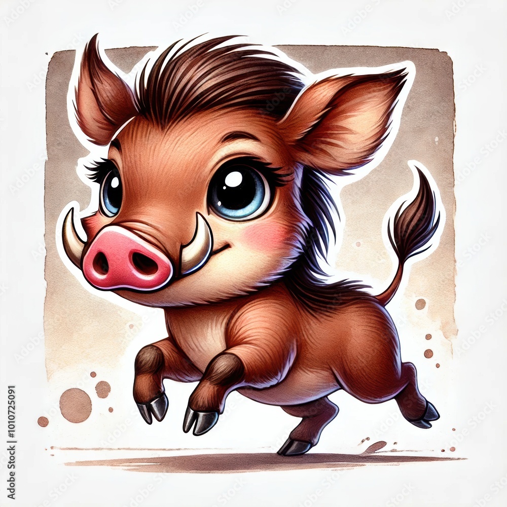 Cute baby warthog cartoon illustration Stock Illustration | Adobe Stock