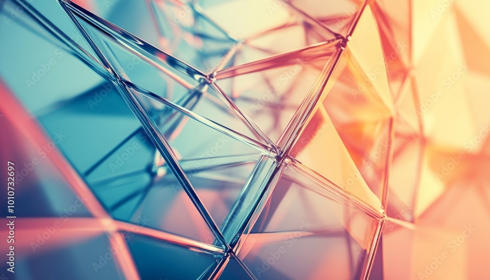 Futuristic structure with geometric shapes, lines, and cubes in a 3D ...