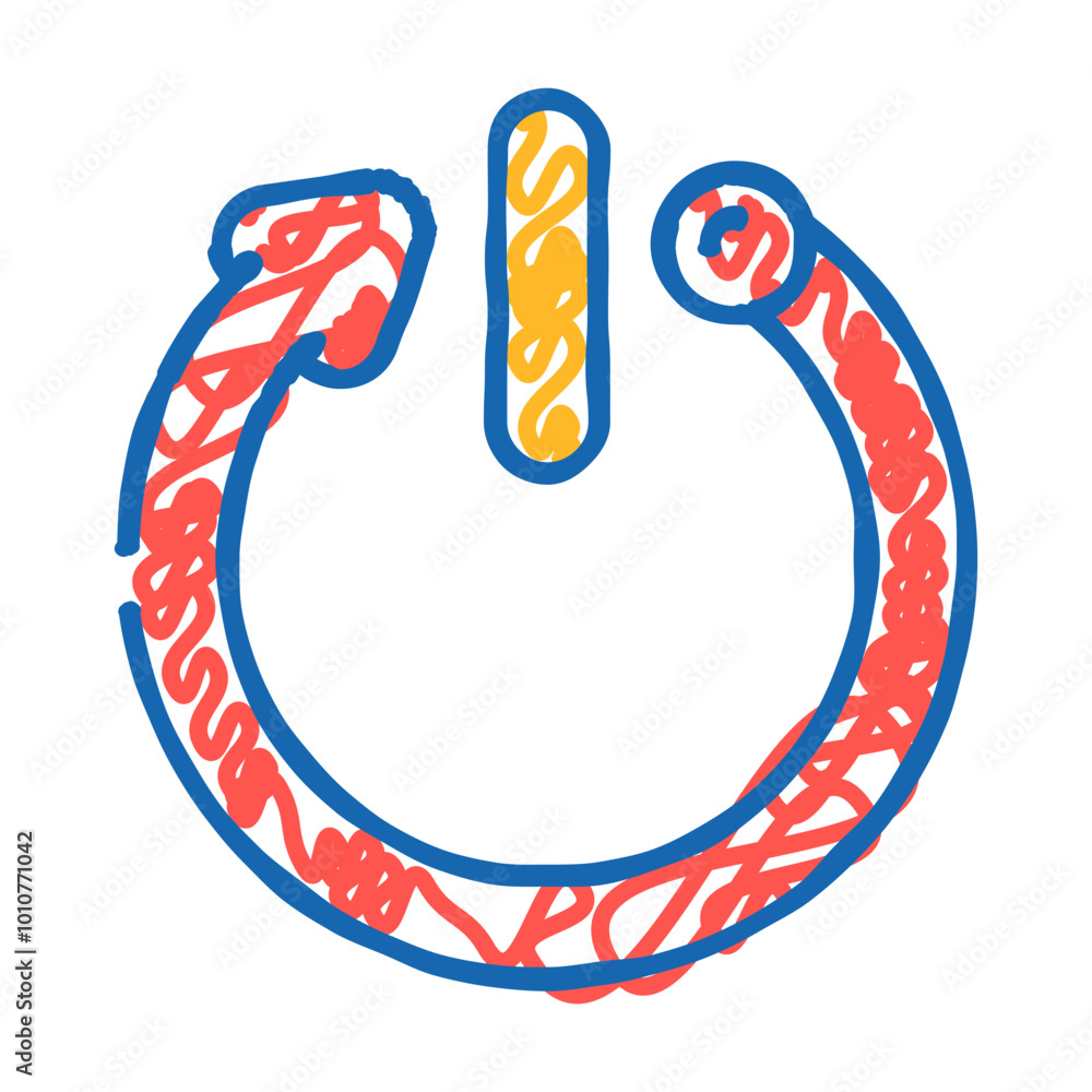 automatic shut down product label caution doodle icon sketch vector ...