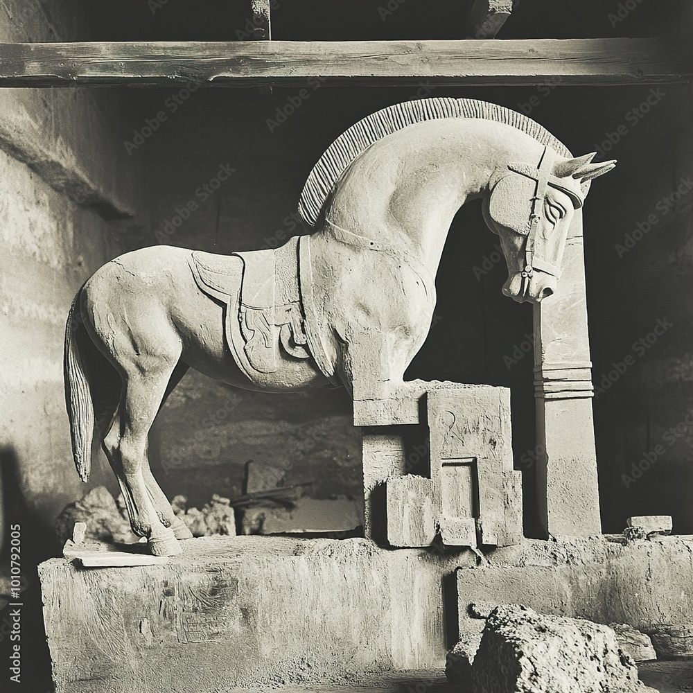Ancient Stone Horse Sculpture: A Glimpse into Chinese History Stock ...