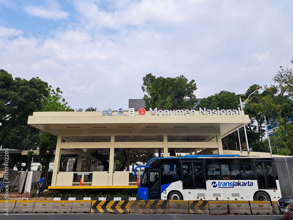 Jakarta, Indonesia. September, 2024. Trans Jakarta bus stop near the ...