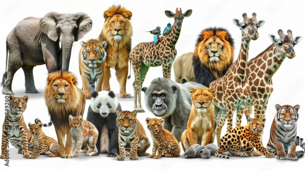 Cartoon 3D World Wildlife Conservation Day includes various types of ...