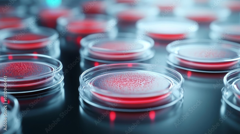 Bacterial growth on agar plates, laboratory microbiology, 3D ...