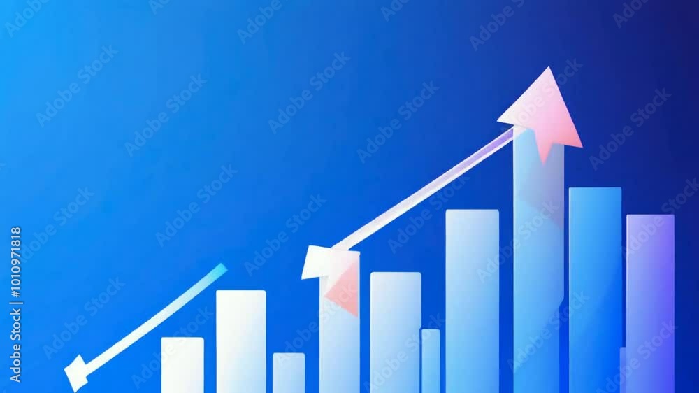 A graphic representation of upward trends in data with bars and arrows ...