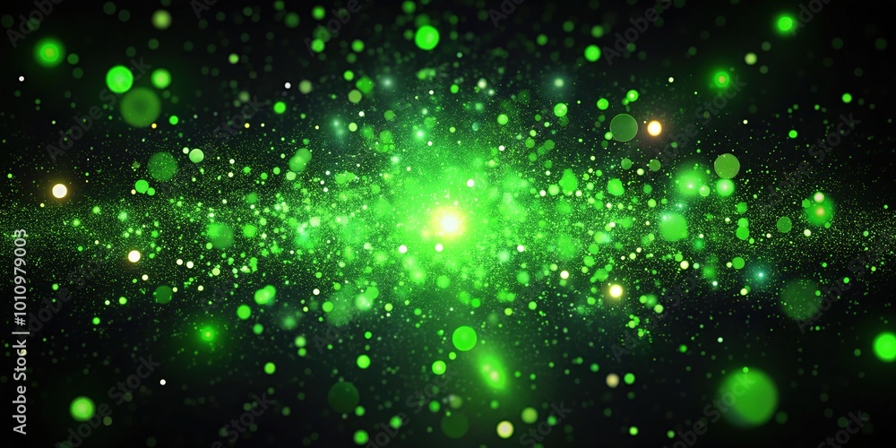 Experience captivating green particle effects with glowing dots dancing ...