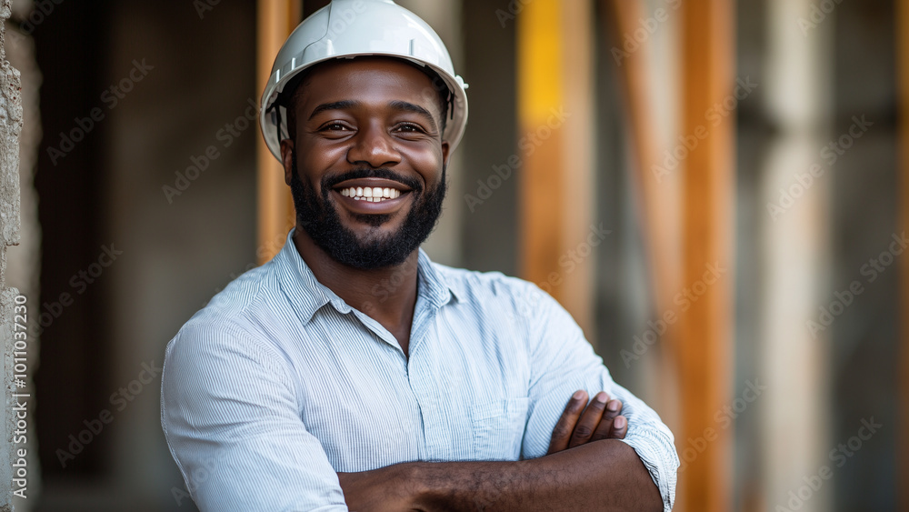 African American Black Man Architect - construction, worker, portrait ...