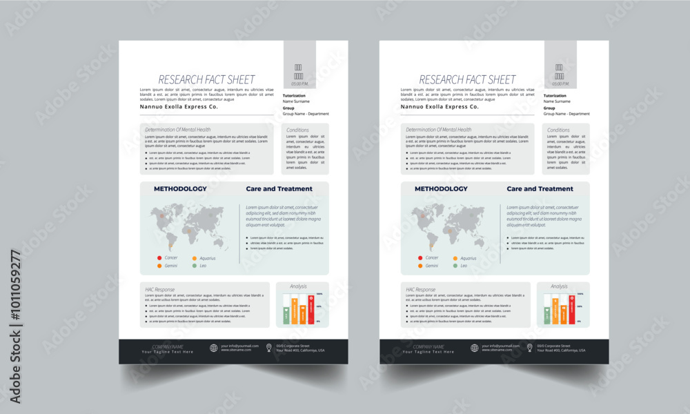 Research Fact Sheet, Company Fact Sheet, Product data sheet layout ...