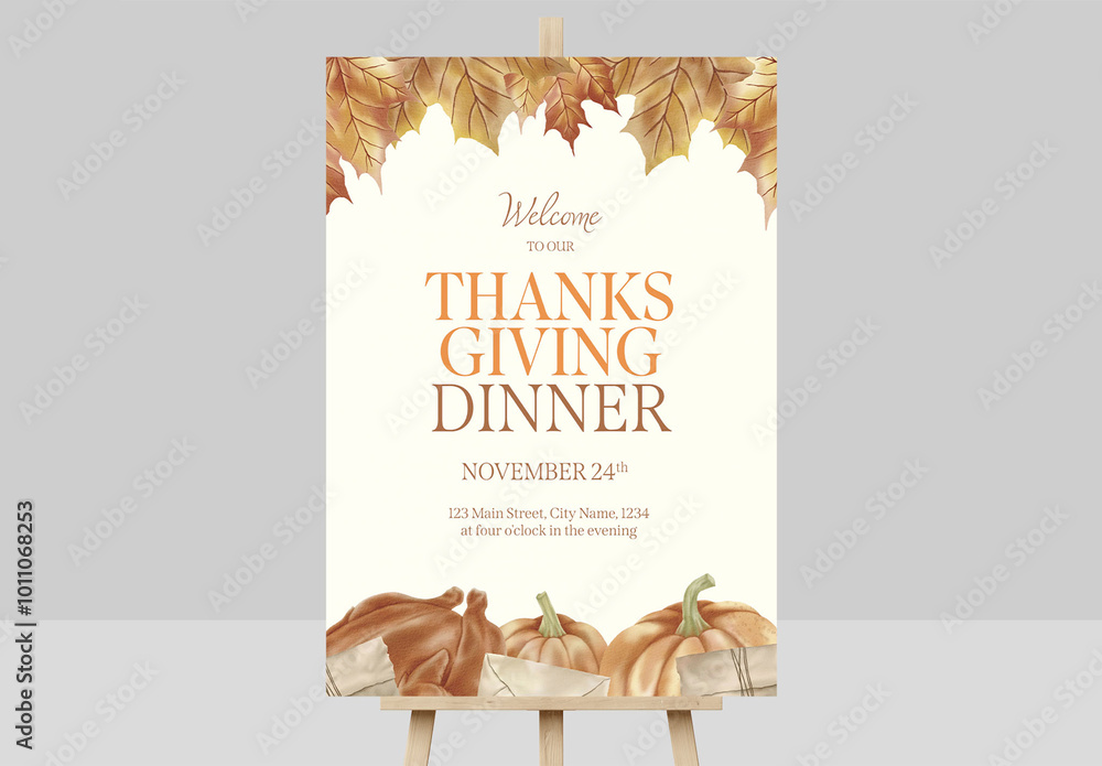 Thanksgiving Welcome Sign Layout Stock Template | Adobe Stock