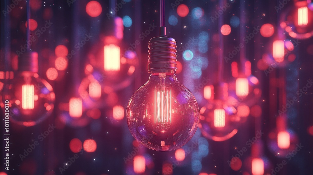 bright modern light bulbs in a digital background showcasing energy ...
