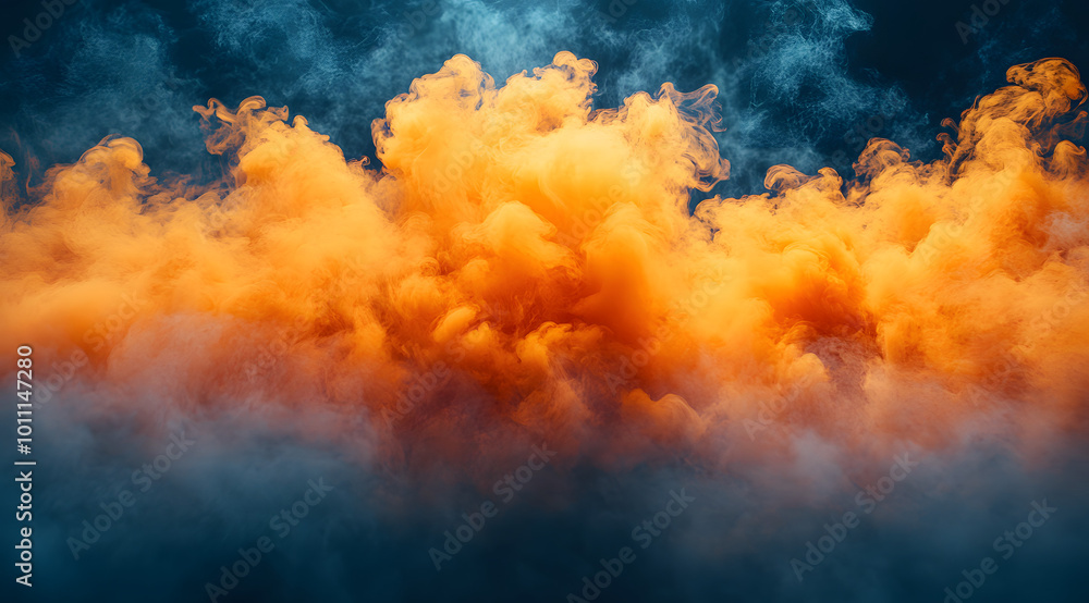 A mesmerizing image showcasing vibrant yellow smoke billowing ...