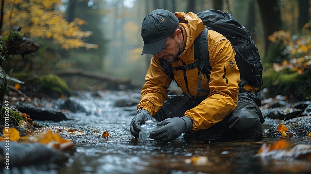 Foto de person collecting water sample from stream highlighting water ...