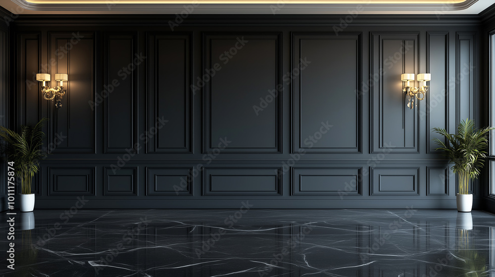 Modern empty room interior design with luxury wall panel Stock Photo ...