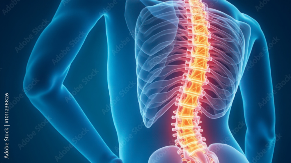Fotografía Human anatomy digital illustration showing spine structure ...