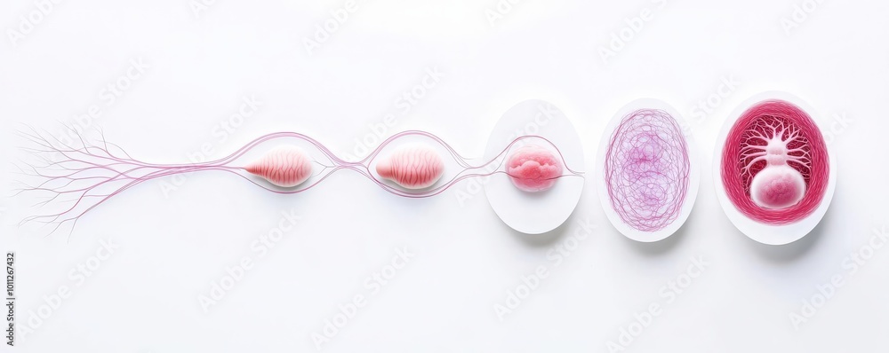 Scientific model of embryo development stages, progression from zygote ...