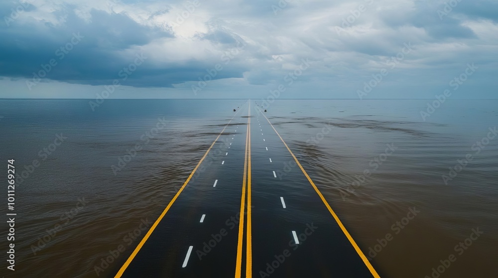 Submerged highways stretching into the horizon, a visual metaphor for ...