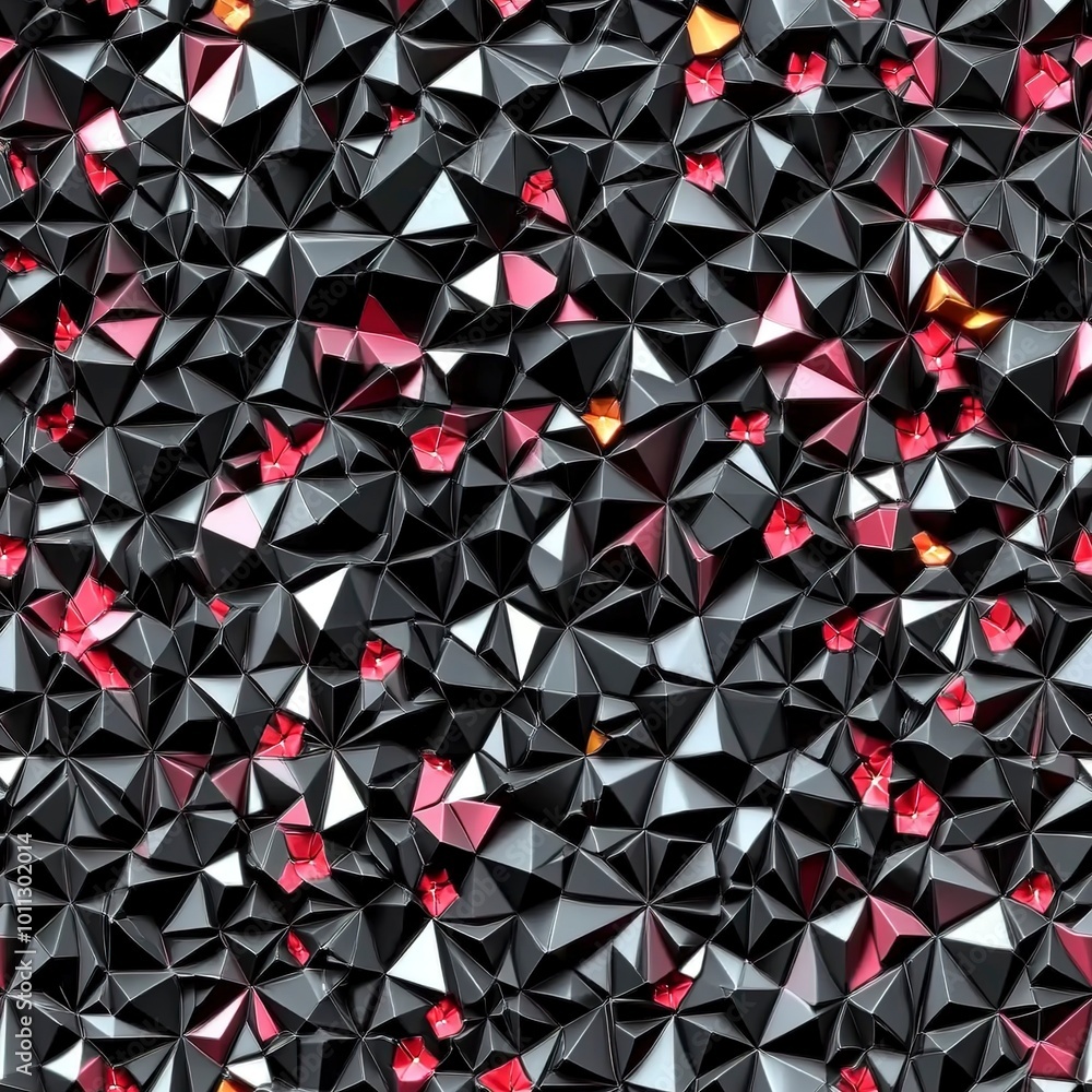 Black 3D Geometric Seamless Pattern Texture of Angular Shapes and Prisms Background: Angular ...