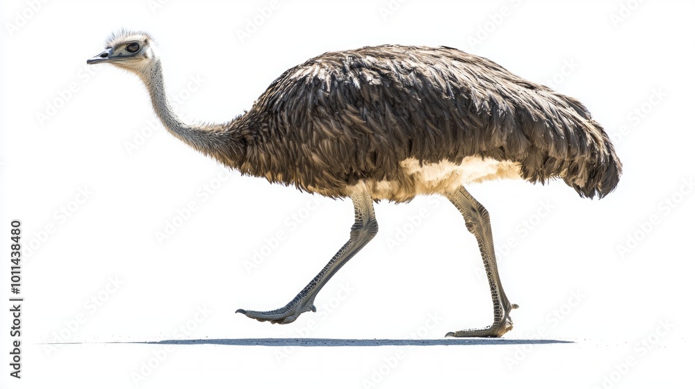 emu strides confidently with its long legs and large body, creating a ...
