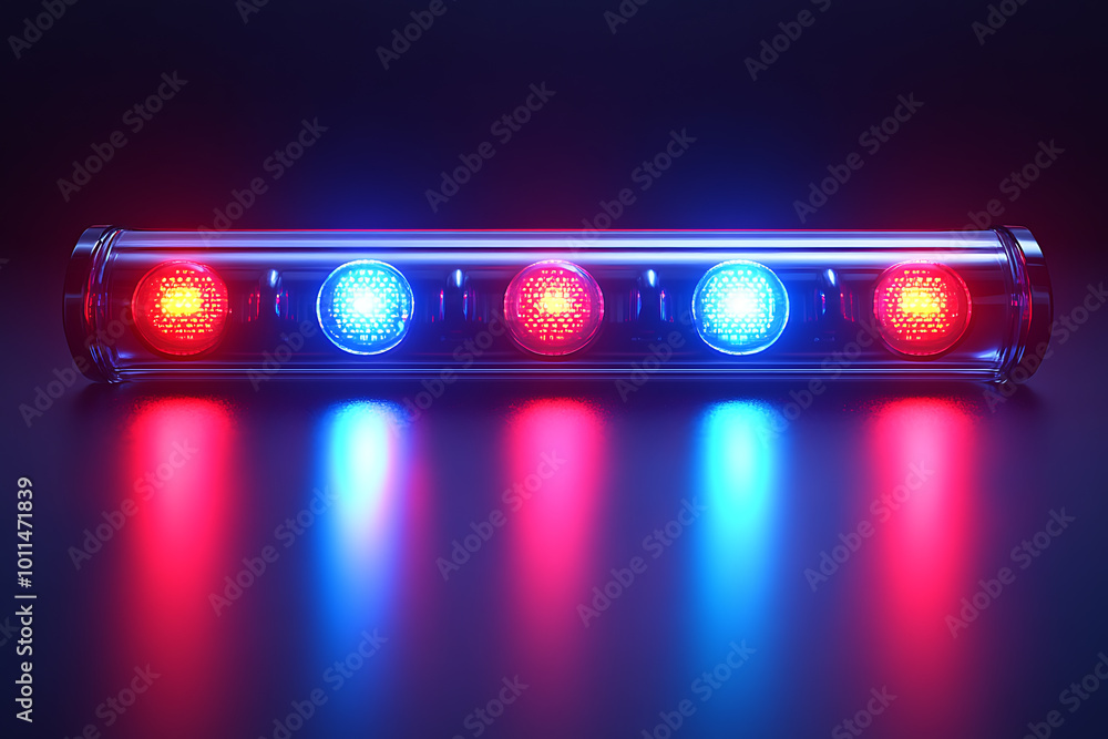 Realistic vector illustration of blue and red flashing sirens ...
