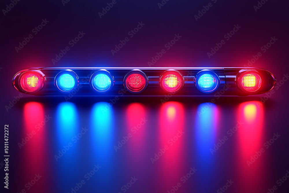 Realistic vector illustration of blue and red flashing sirens ...