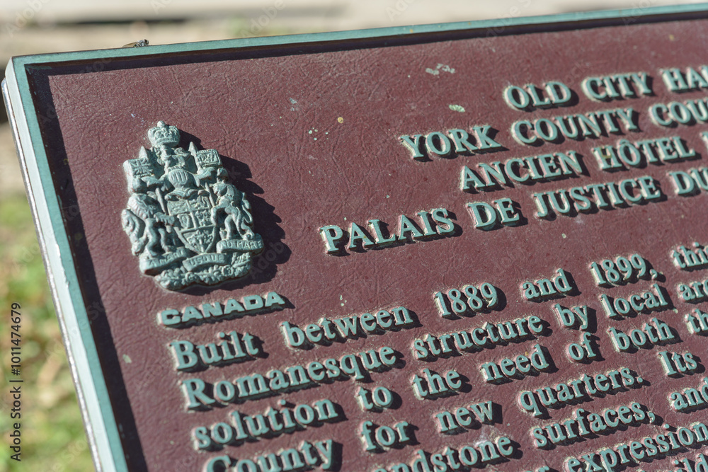 corner detail of plaque outside Toronto Old City Hall, a historical ...