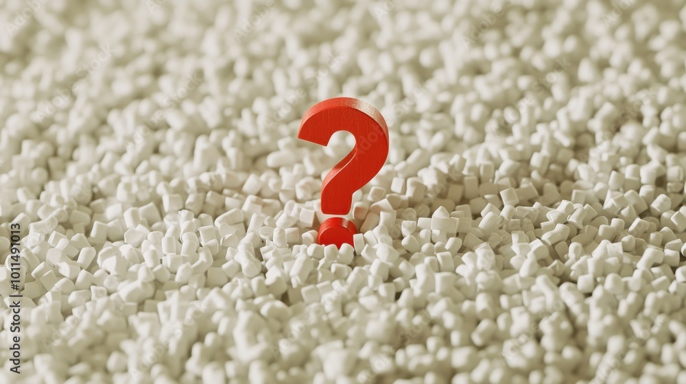 Red question mark in a sea of white ones, creating a strong contrast ...