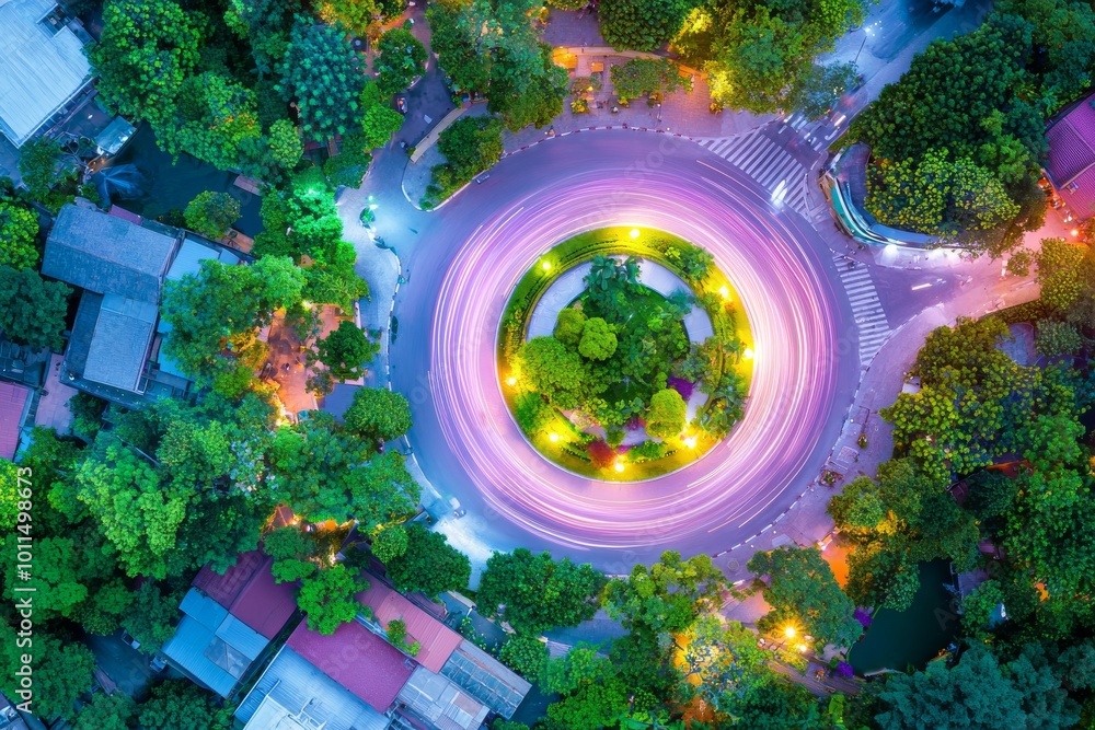 Commuting vehicles on the road creating light trails at night ...