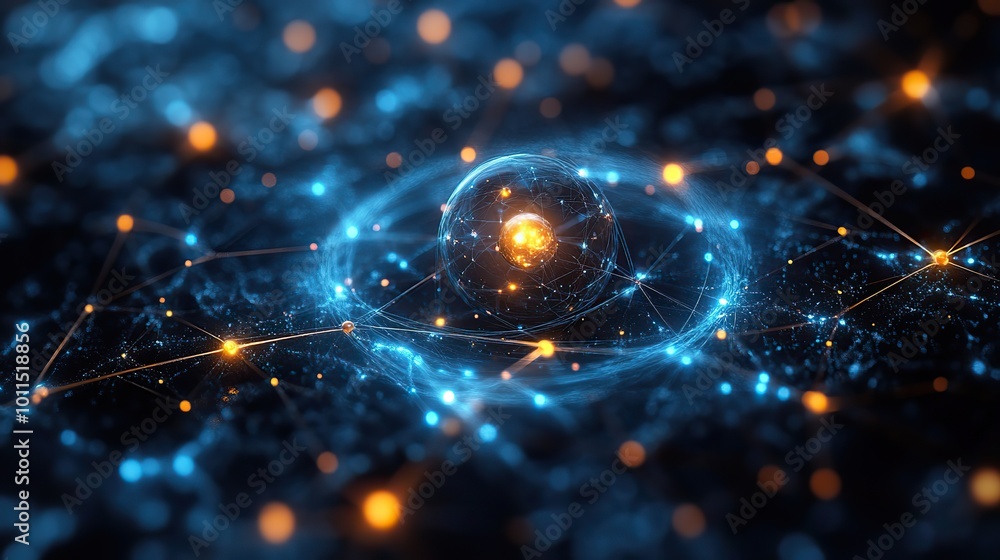 ภาพประกอบสต็อก visualization of atomic structure with electrons ...