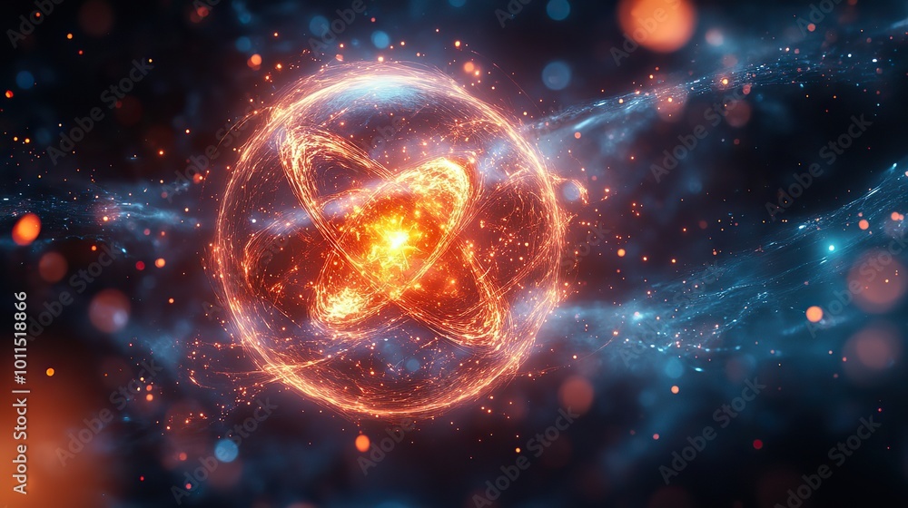 Visualization Of Atomic Structure With Electrons Orbiting Nucleus