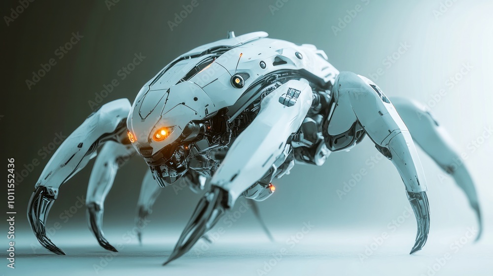 A futuristic cyborg animal, half robotic and half organic, with sleek ...