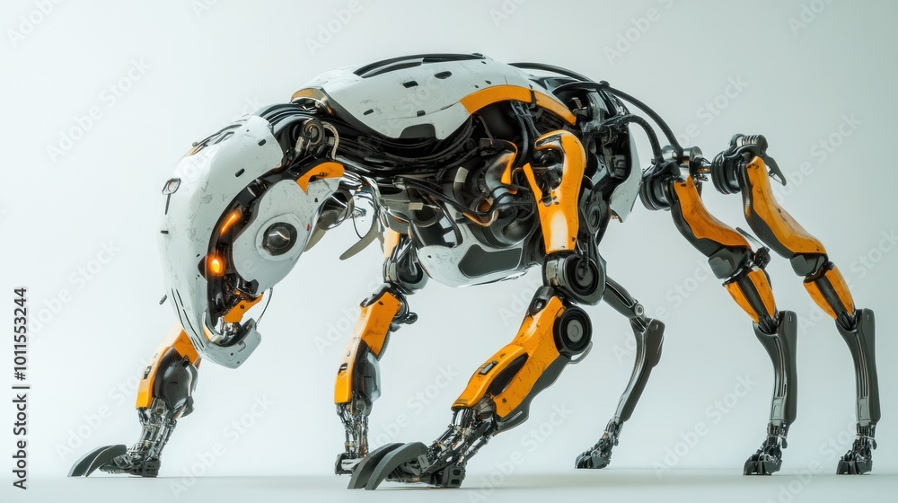 A part robot, part animal creature, featuring a mechanical exoskeleton ...