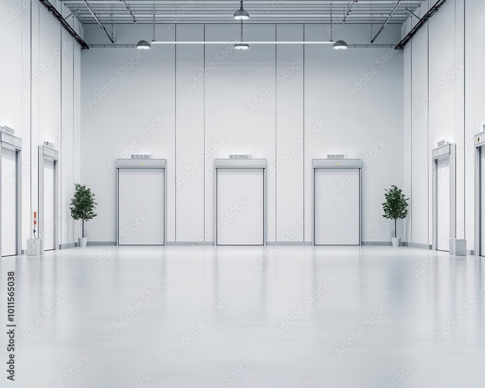 Cold storage warehouse with insulated walls, cold air circulation, and ...