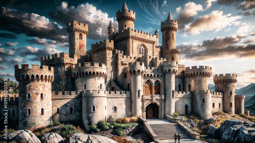 Majestic Medieval Castle in a Dramatic Landscape for Fantasy Art ...