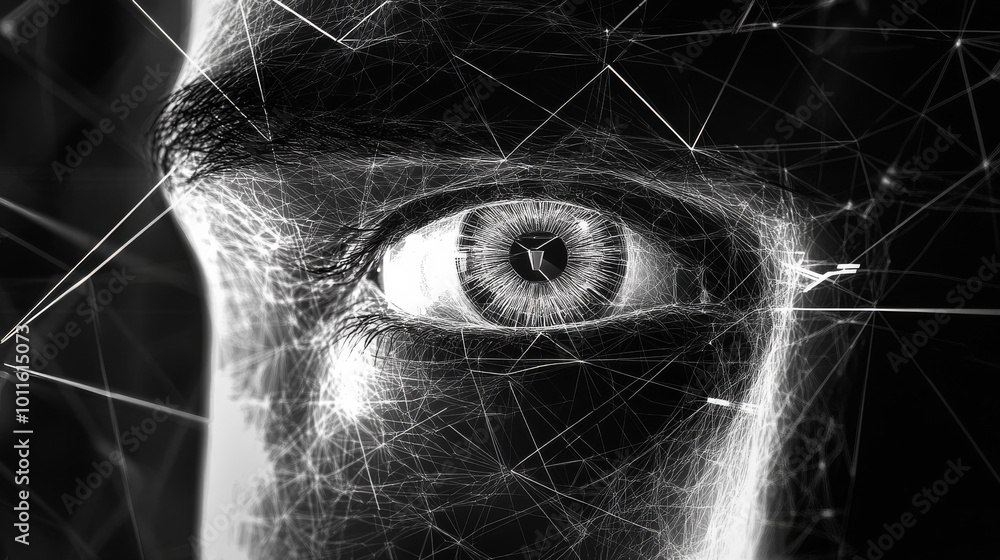 This image shows a wireframe eye made of polygons. It represents how ...