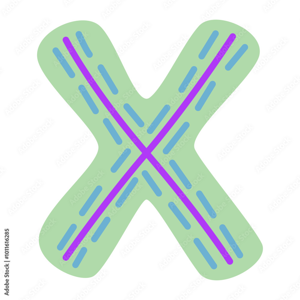 Capital letter X of childish English alphabet. Kids font for ...