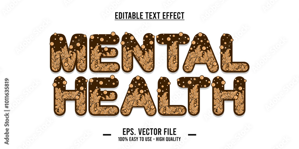 typography MENTAL HEALTH word art illustration, editable text effect ...
