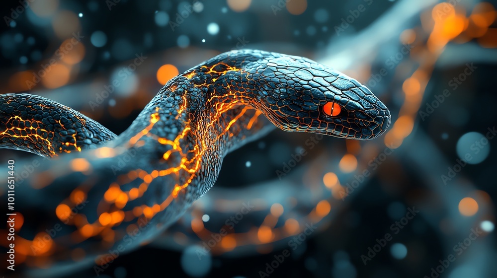 ภาพประกอบสต็อก 3D visualization of a snake s nervous system with ...