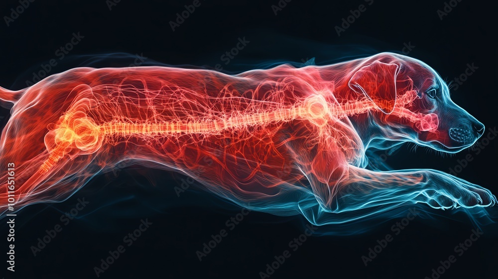 Artistic rendering of a dog s nervous system highlighting sensory ...