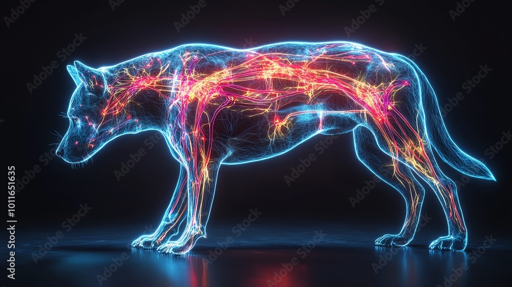 Artistic rendering of a dog s nervous system highlighting sensory ...