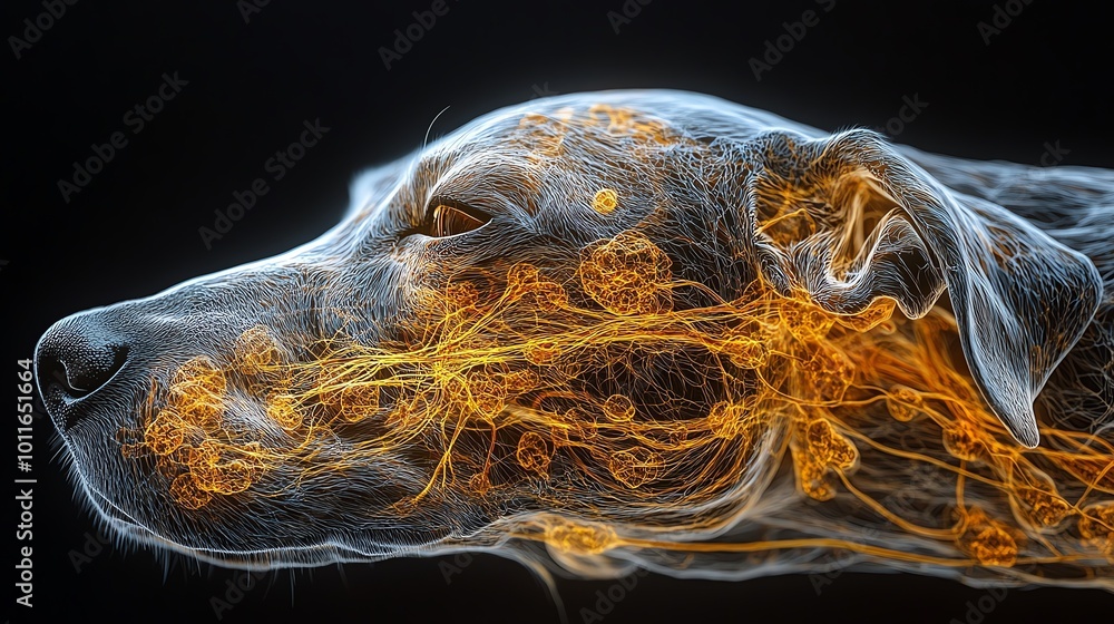 ภาพประกอบสต็อก Artistic rendering of a dog s nervous system ...